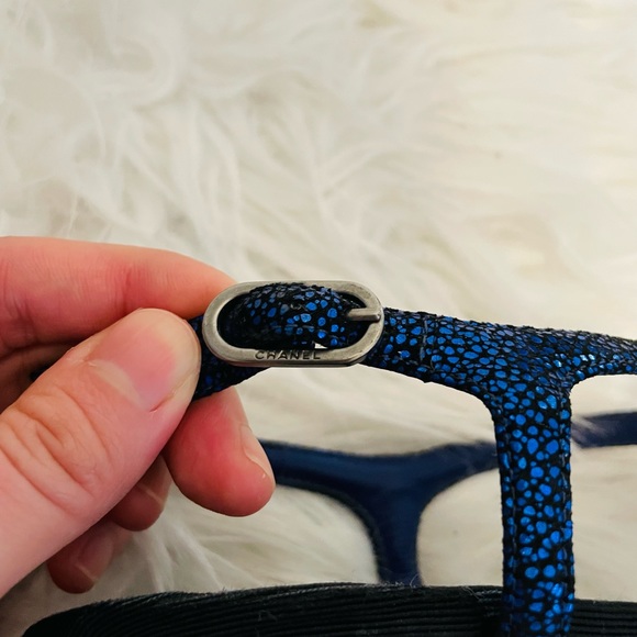CHANEL | Shoes | Authentic Dark Blue Chanel Sandals | Poshmark